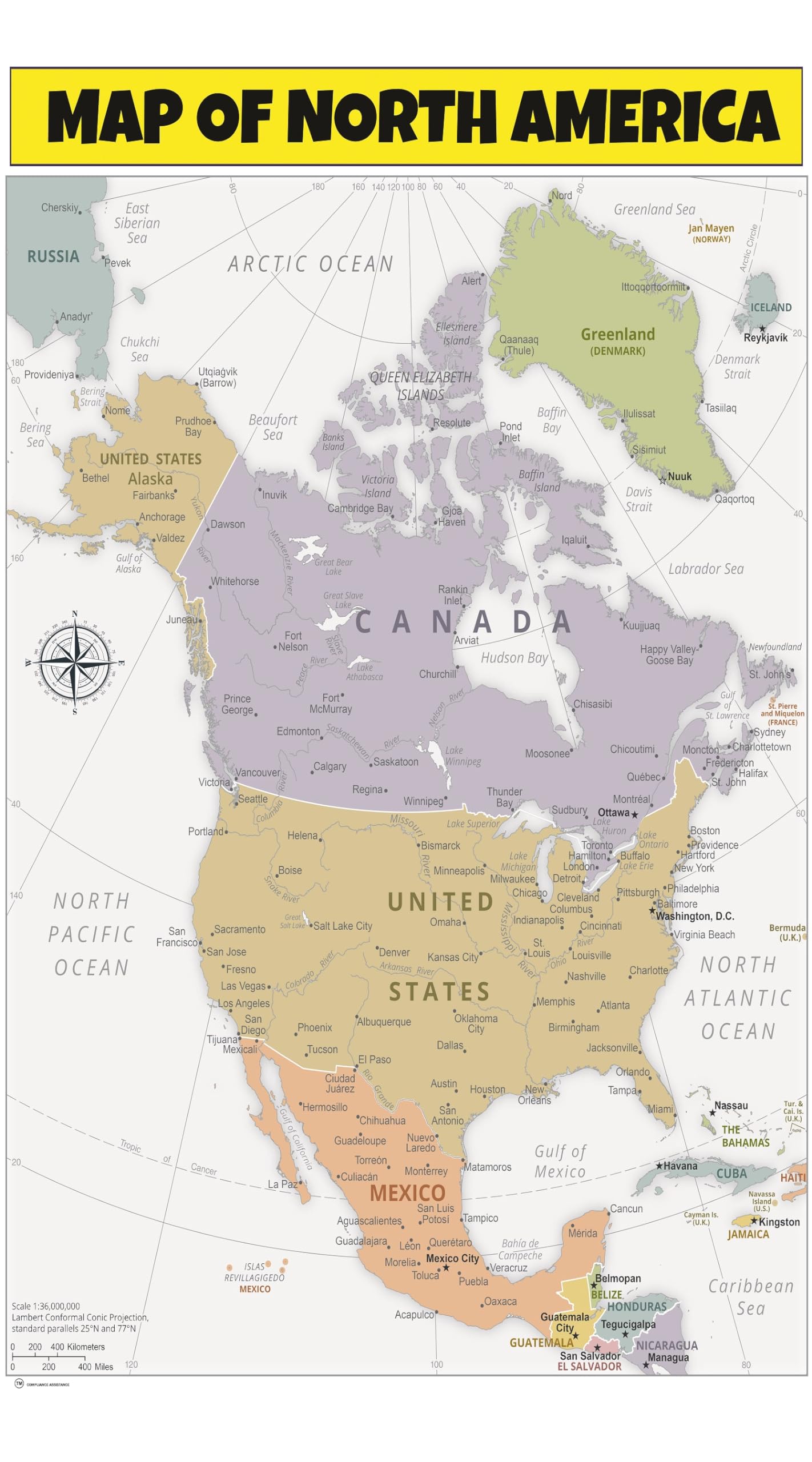 Map Of North America Countries Stockvector North America Outline