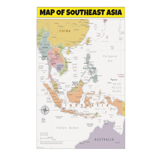 Map of Southeast Asia - Laminated Wall Map Poster Print Perfect for ...