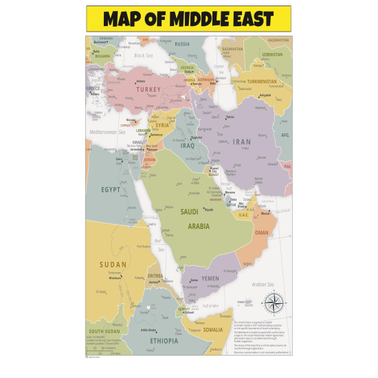 Map of Middle East - Laminated Wall Map Poster Print Perfect for ...