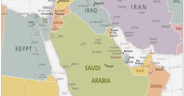 Map of Middle East - Laminated Wall Map Poster Print Perfect for ...