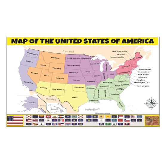 Map of USA - Laminated Wall Map Poster Print Perfect for Classrooms and Homes - Vivid Imagery ...