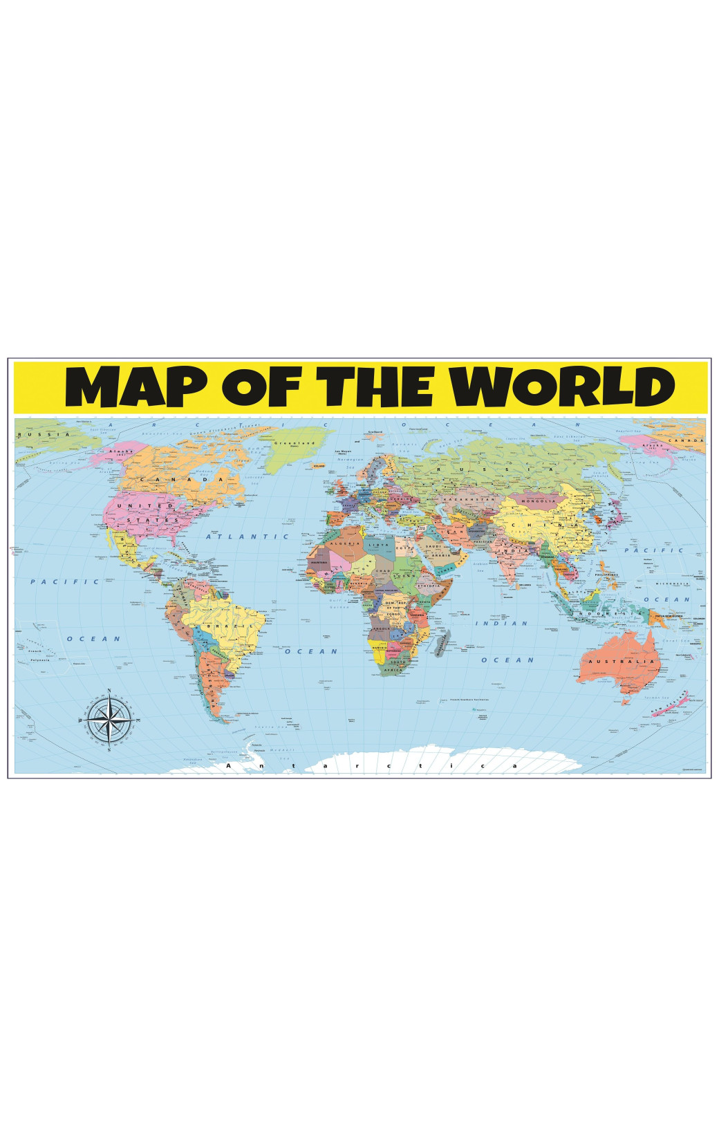 World Map - Laminated Wall Map Poster Print Perfect for Classrooms and ...