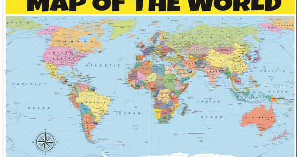 World Map - Laminated Wall Map Poster Print Perfect for Classrooms and ...