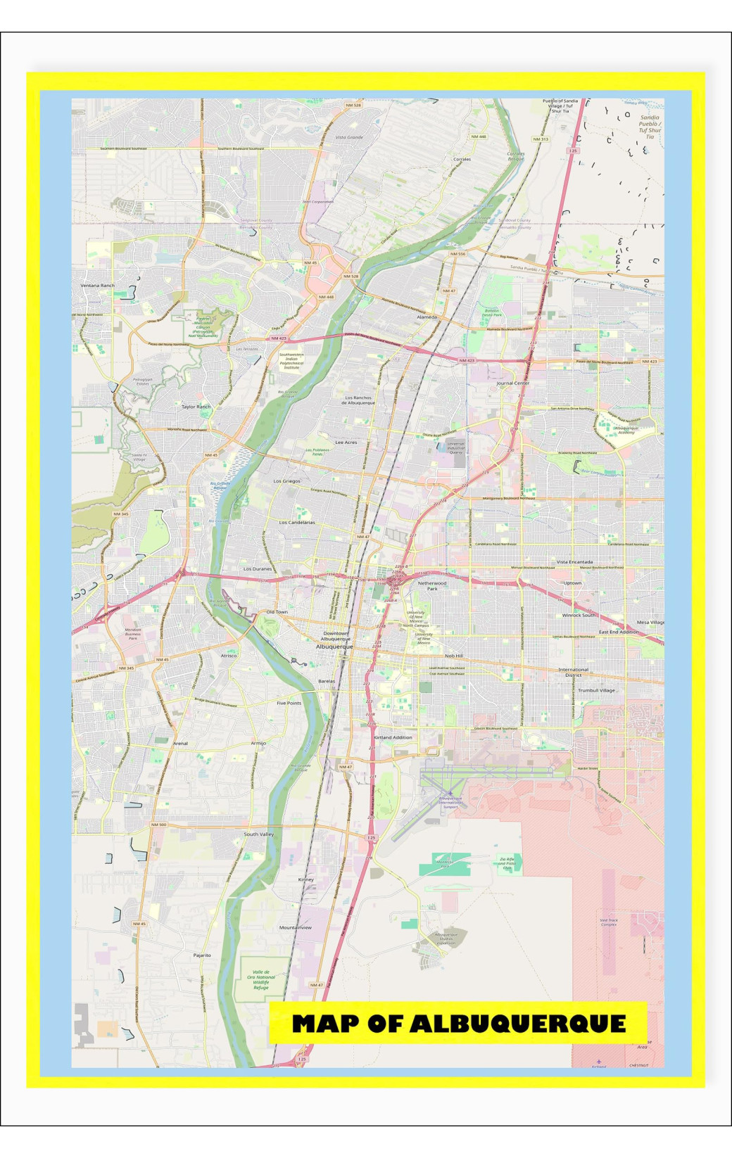 Map of Albuquerque with Neighborhoods, Streets, Roads, Highways and ...