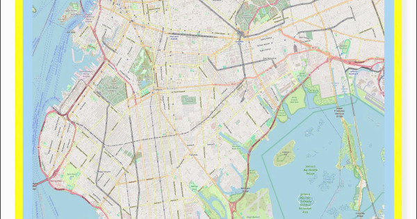 Map of Brooklyn with Neighborhoods, Streets, Roads, Highways and Parks ...