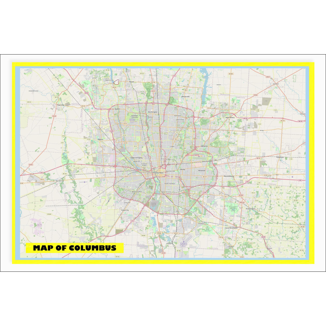 Map of Columbus with Neighborhoods, Streets, Roads, Highways and Parks ...