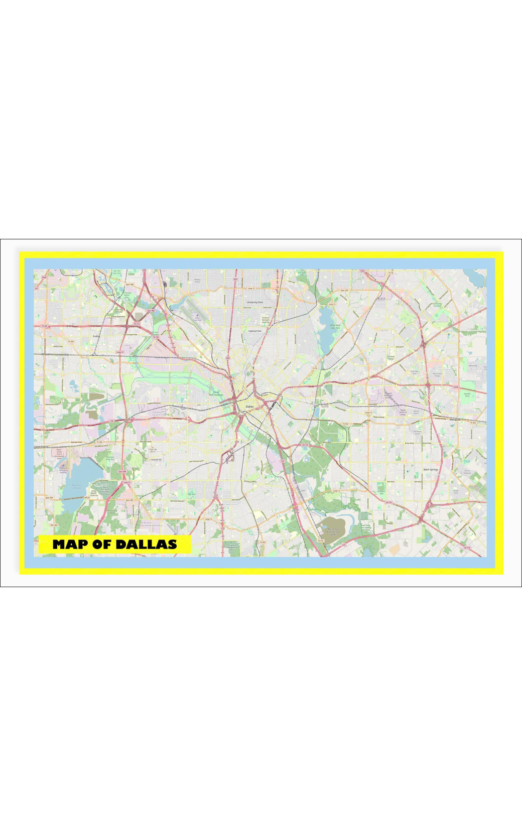 Map of Dallas with Neighborhoods, Streets, Roads, Highways and Parks ...