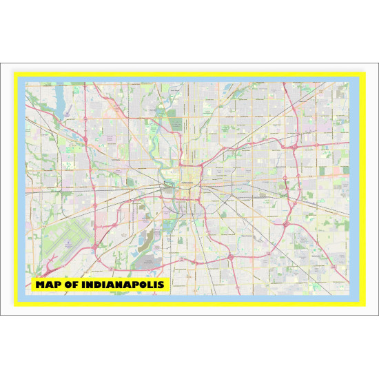 Map of Indianapolis with Neighborhoods, Streets, Roads, Highways and ...