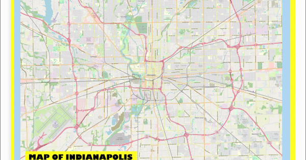 Map of Indianapolis with Neighborhoods, Streets, Roads, Highways and ...