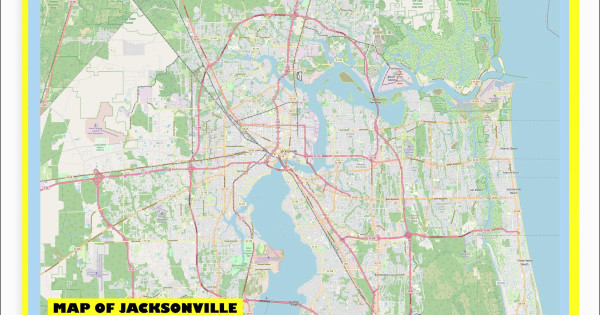 Map of Jacksonville with Neighborhoods, Streets, Roads, Highways and ...
