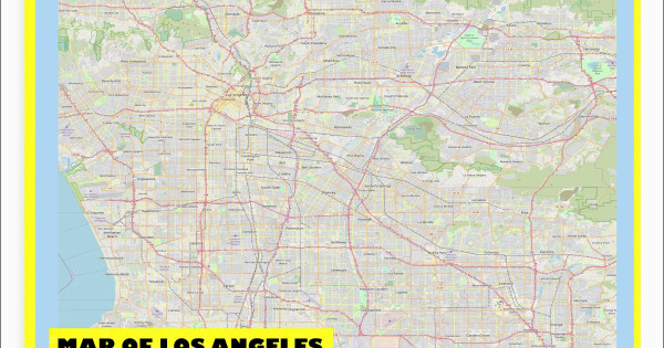 Map of Los Angeles with Neighborhoods, Streets, Roads, Highways and ...