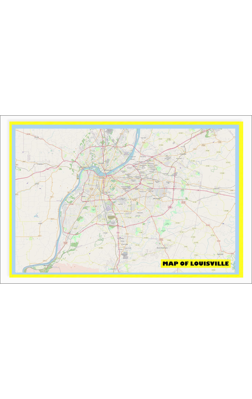 Map of Louisville with Neighborhoods, Streets, Roads, Highways and ...