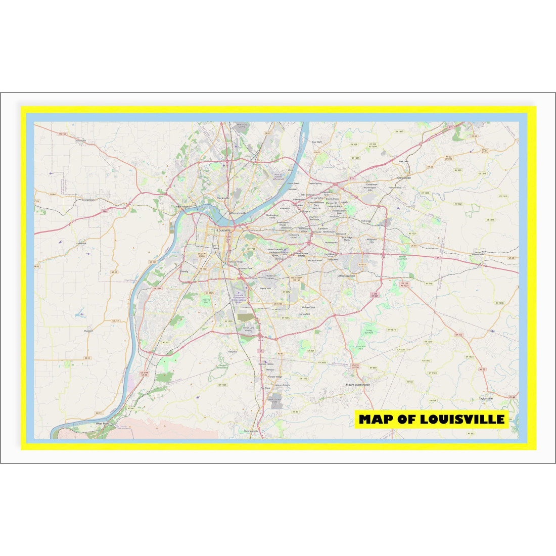 Map of Louisville with Neighborhoods, Streets, Roads, Highways and ...