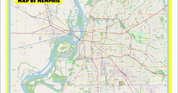 Map of Memphis with Neighborhoods, Streets, Roads, Highways and Parks ...