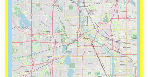 Map of Minneapolis with Neighborhoods, Streets, Roads, Highways and ...