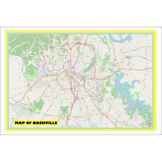 Map of Nashville with Neighborhoods, Streets, Roads, Highways and Parks ...