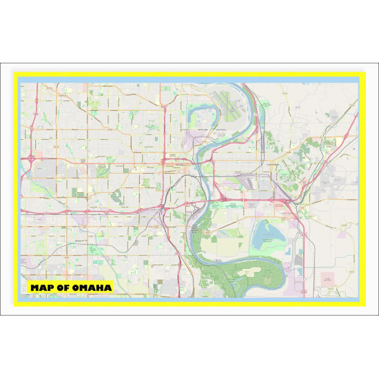 Map of Omaha with Neighborhoods, Streets, Roads, Highways and Parks ...