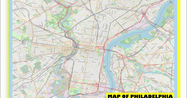 Map of Philadelphia with Neighborhoods, Streets, Roads, Highways and ...