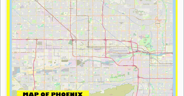Map of Phoenix with Neighborhoods, Streets, Roads, Highways and Parks ...