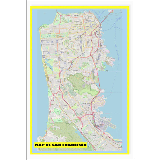 Map of San Francisco with Neighborhoods, Streets, Roads, Highways and ...