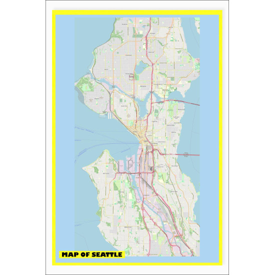 Map of Seattle with Neighborhoods, Streets, Roads, Highways and Parks ...