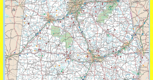 Map of Alabama Large Detailed Roads and Highways, Map of Alabama State ...