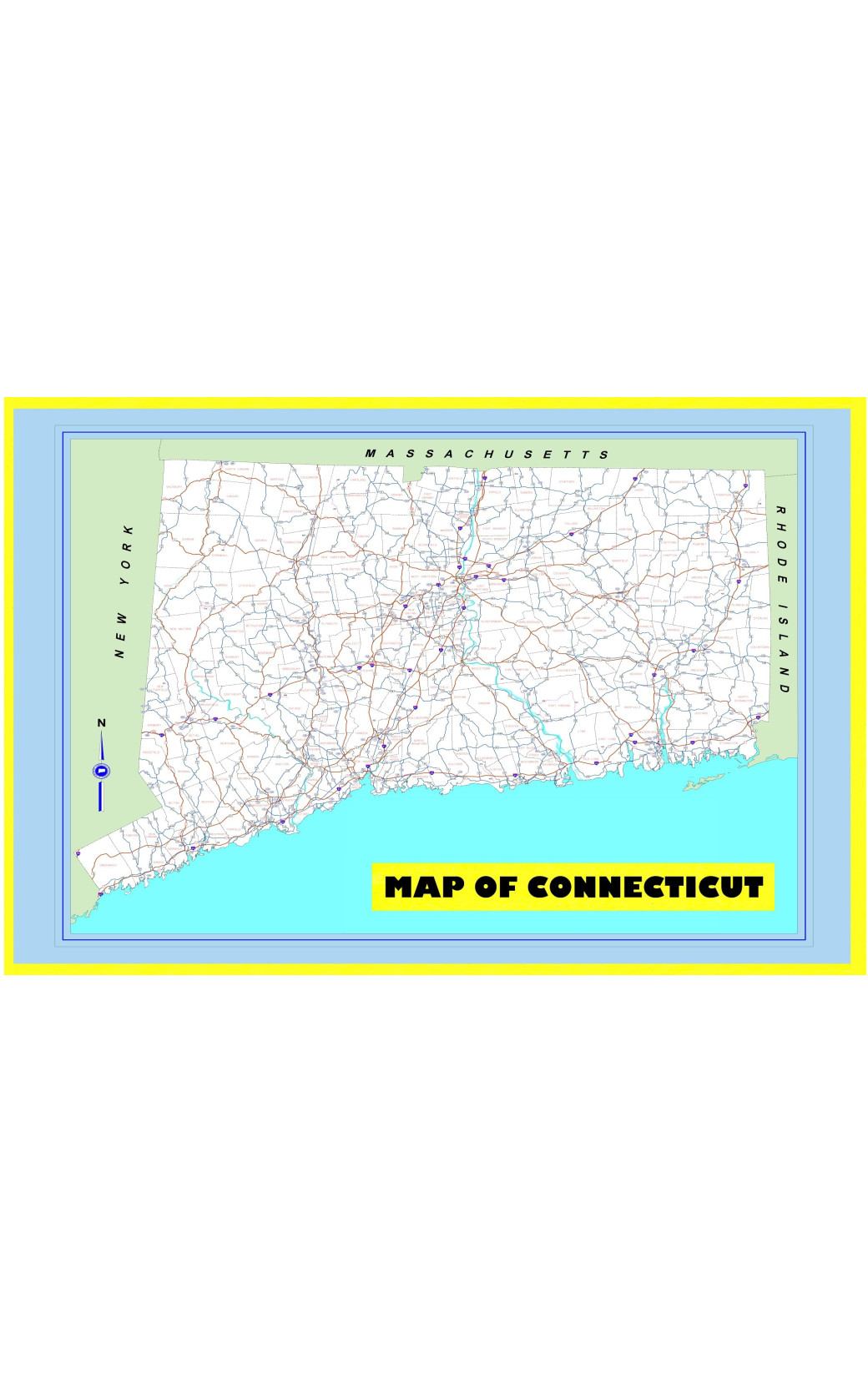Map of Connecticut Large Detailed Roads and Highways, Map of ...