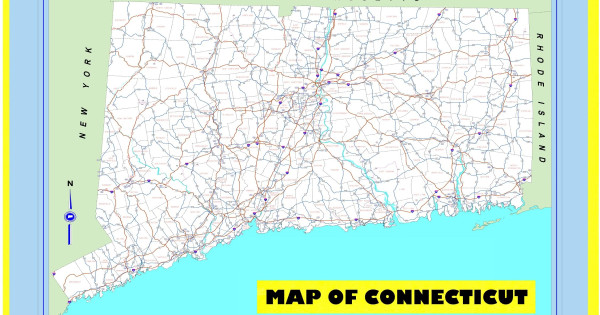Map of Connecticut Large Detailed Roads and Highways, Map of ...