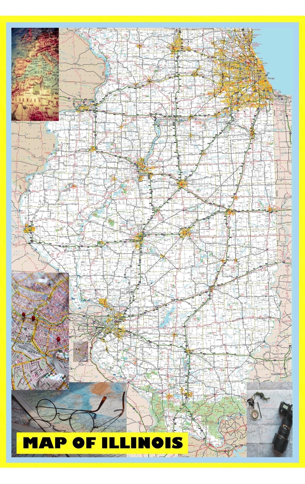 Map of Illinois Large Detailed Roads and Highways, Map of Illinois State with All Cities, Parks ...