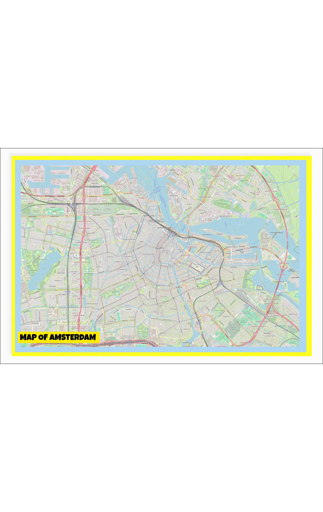 Map of Amsterdam with Neighborhoods, Streets, Roads, Highways and Parks ...