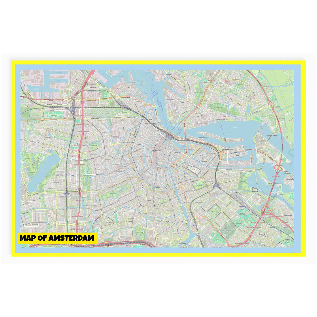 Map of Amsterdam with Neighborhoods, Streets, Roads, Highways and Parks ...