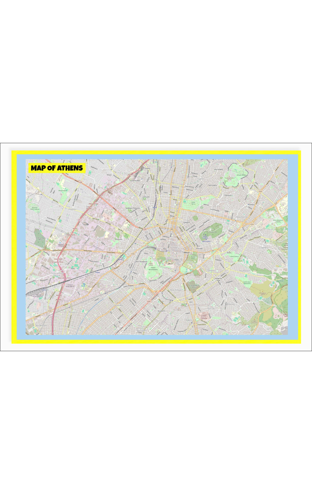 Map of Athens with Neighborhoods, Streets, Roads, Highways and Parks ...