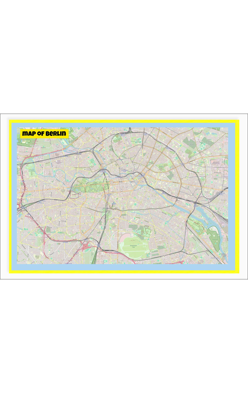 Map of Berlin with Neighborhoods, Streets, Roads, Highways and Parks ...