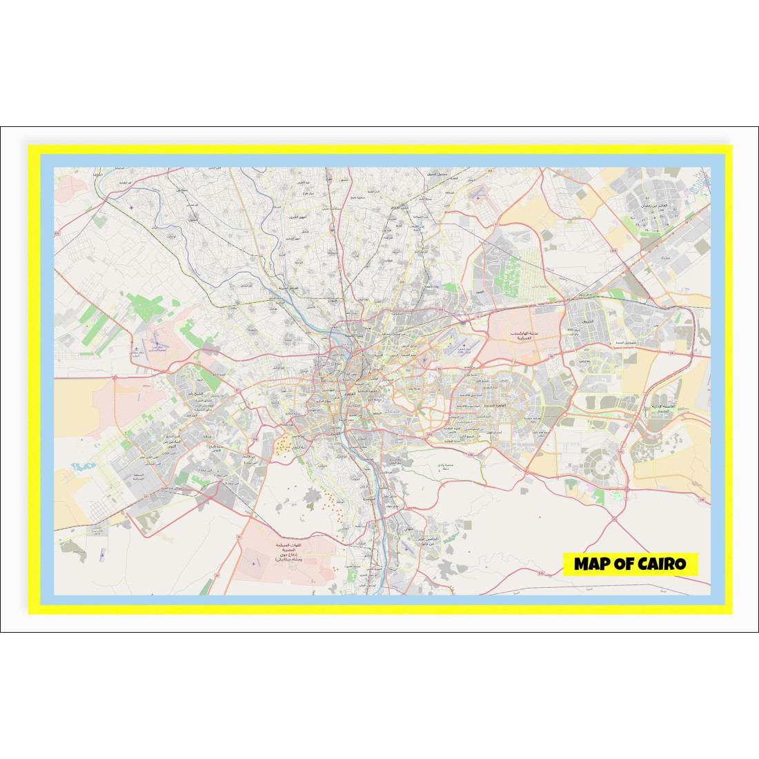 Map of Cairo with Neighborhoods, Streets, Roads, Highways and Parks ...