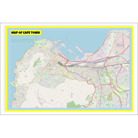 Map of Cape Town with Neighborhoods, Streets, Roads, Highways and Parks ...