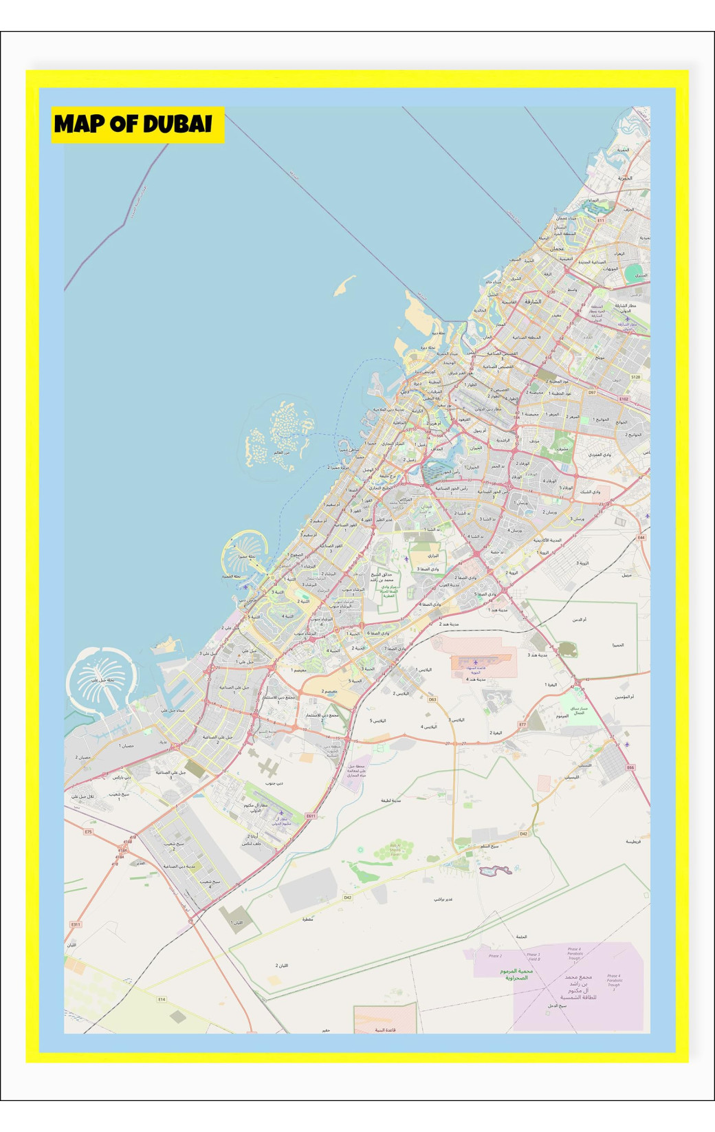 Map of Dubai with Neighborhoods, Streets, Roads, Highways and Parks ...