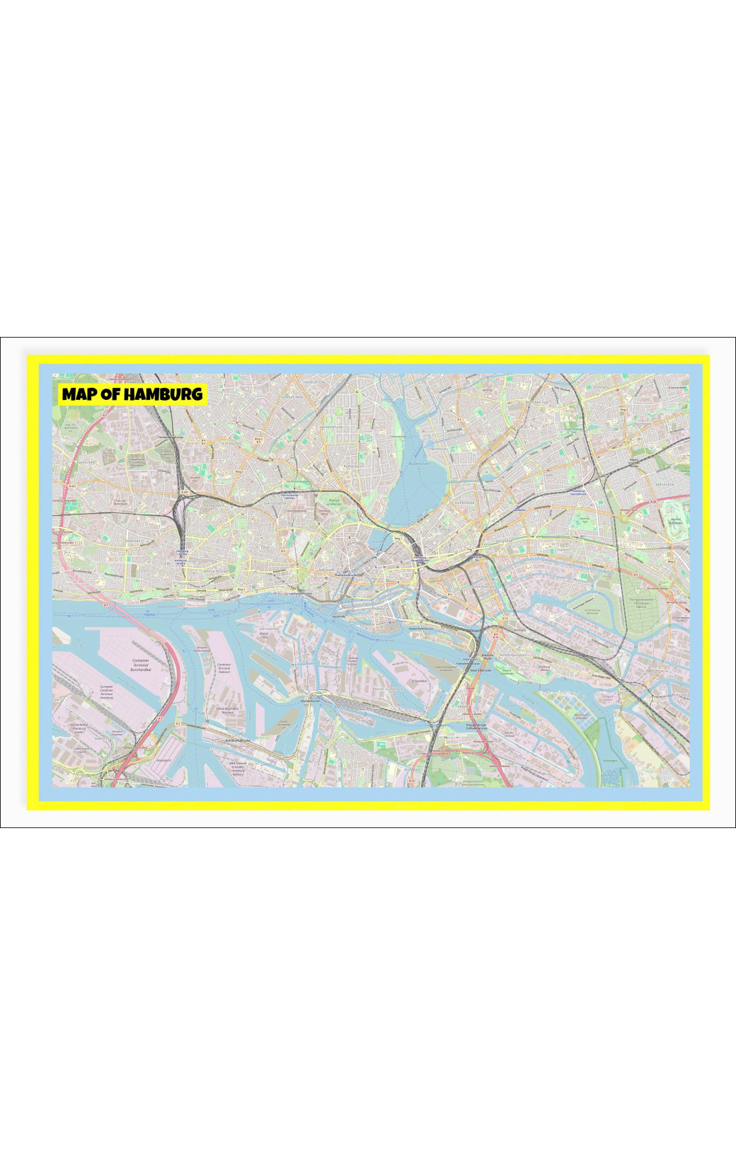 Map of Hamburg with Neighborhoods, Streets, Roads, Highways and Parks ...