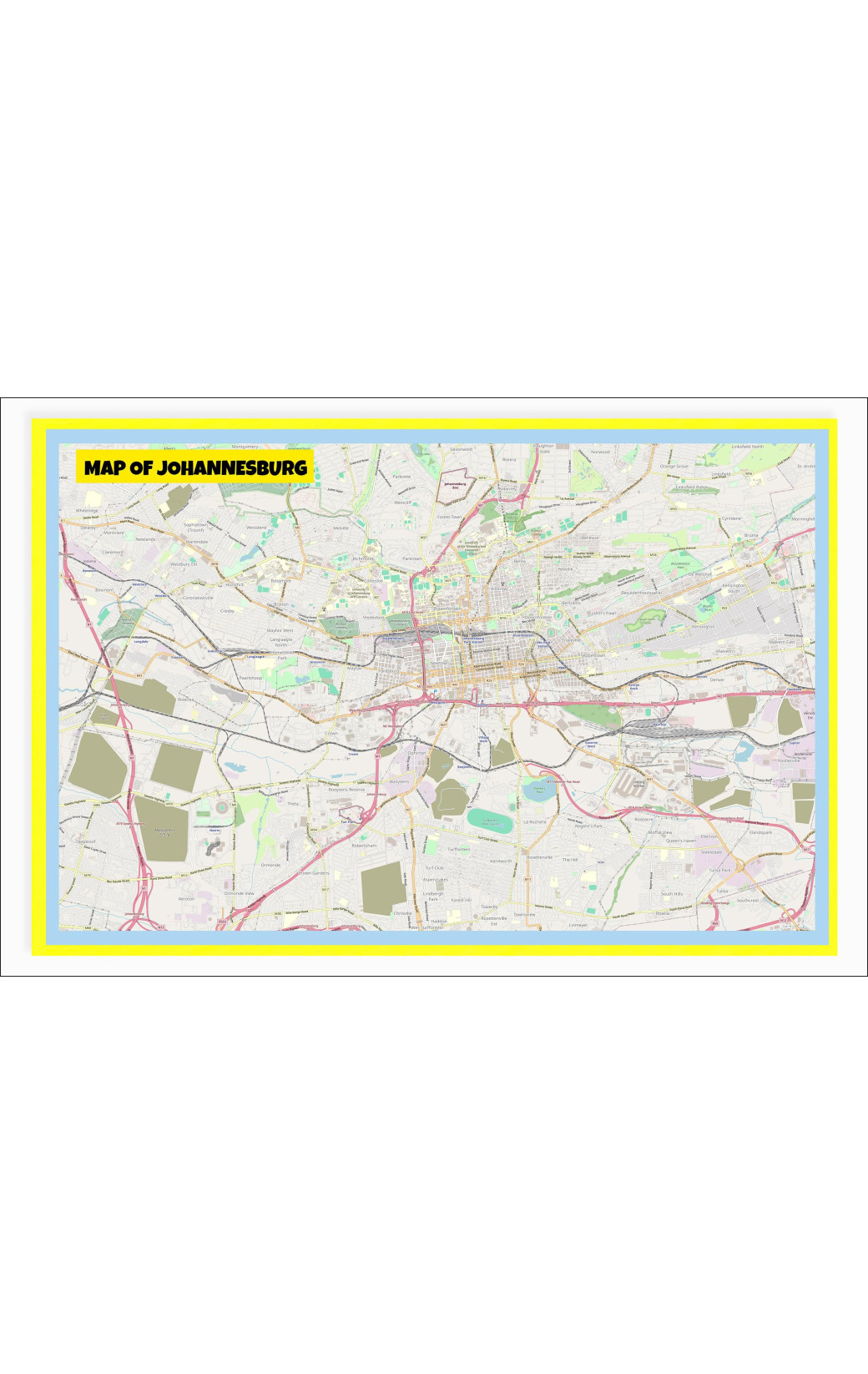 Map of Johannesburg with Neighborhoods, Streets, Roads, Highways and ...