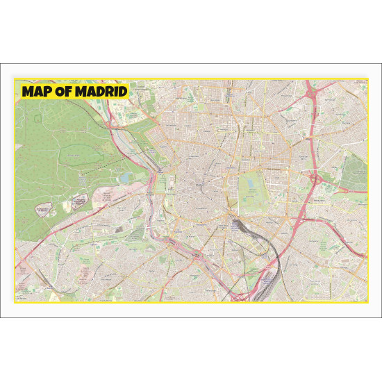 Map of Madrid with Neighborhoods, Streets, Roads, Highways and Parks ...