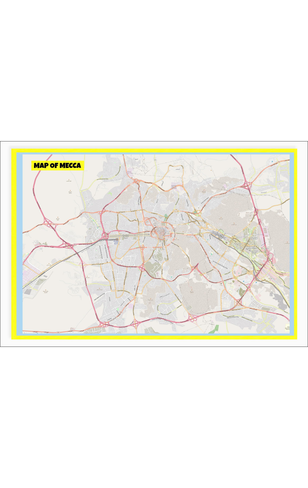 Map of Mecca with Neighborhoods, Streets, Roads, Highways and Parks ...