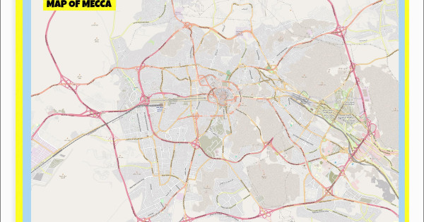 Map of Mecca with Neighborhoods, Streets, Roads, Highways and Parks ...