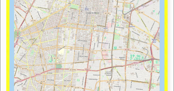 Map of Mexico City with Neighborhoods, Streets, Roads, Highways and ...