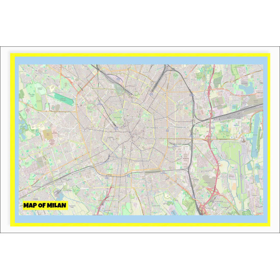 Map of Milan with Neighborhoods, Streets, Roads, Highways and Parks ...