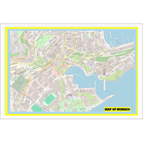 Map of Monaco with Neighborhoods, Streets, Roads, Highways and Parks ...