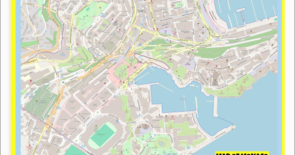 Map of Monaco with Neighborhoods, Streets, Roads, Highways and Parks ...