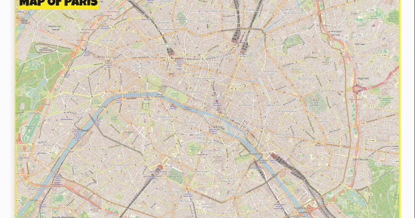 Map of Paris with Neighborhoods, Streets, Roads, Highways and Parks ...