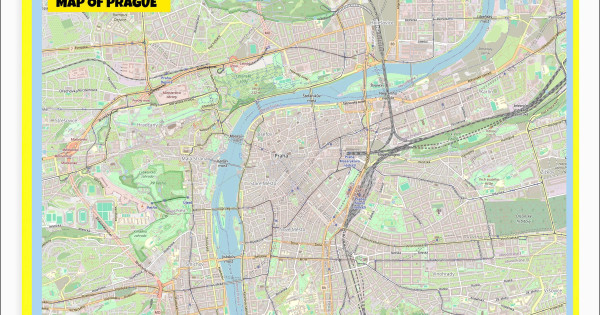 Map of Prague with Neighborhoods, Streets, Roads, Highways and Parks ...