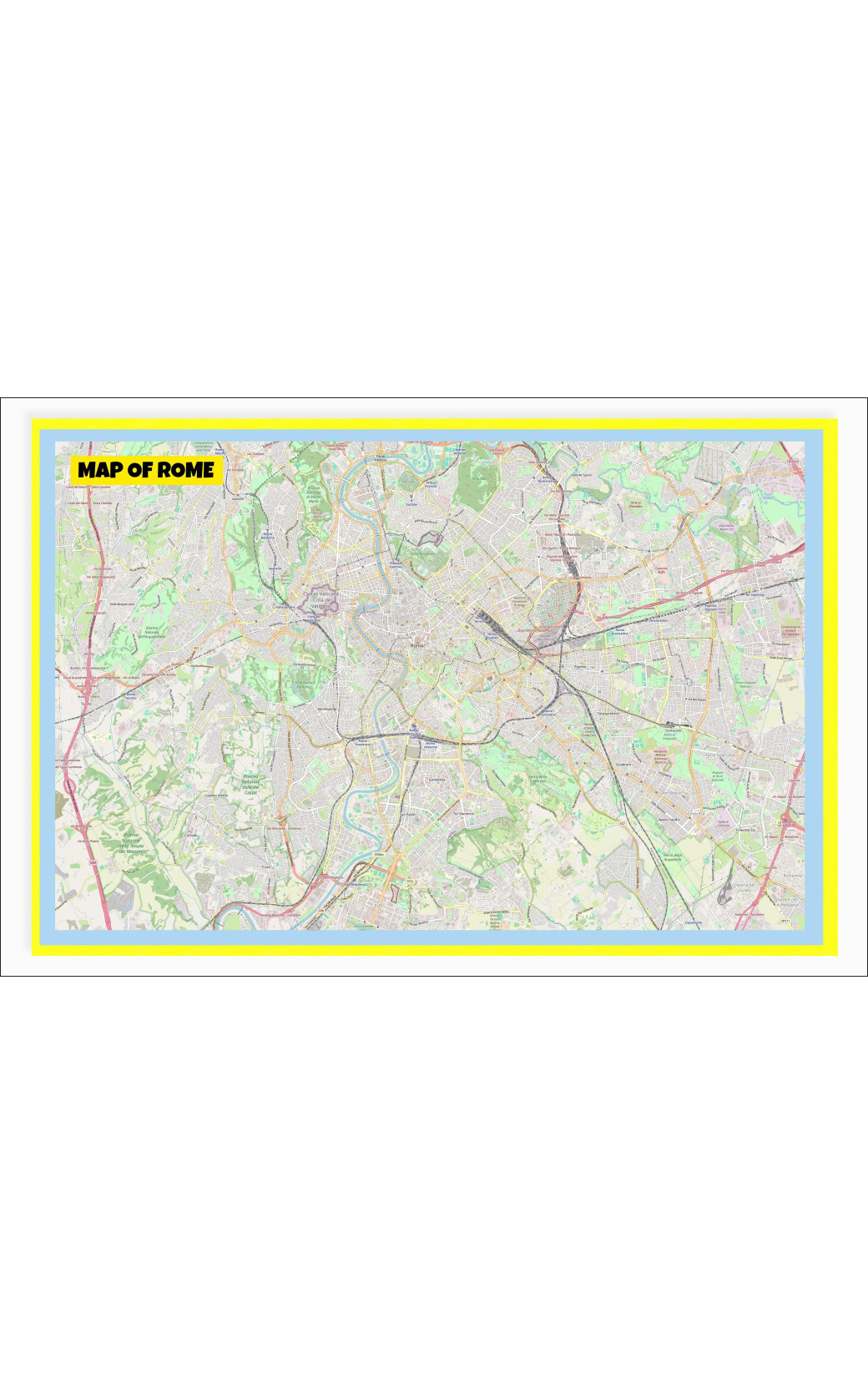 Map of Rome with Neighborhoods, Streets, Roads, Highways and Parks ...