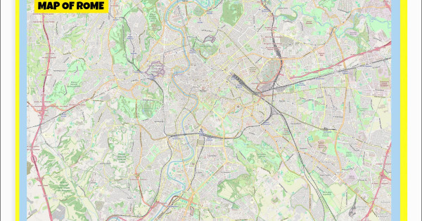 Map of Rome with Neighborhoods, Streets, Roads, Highways and Parks ...