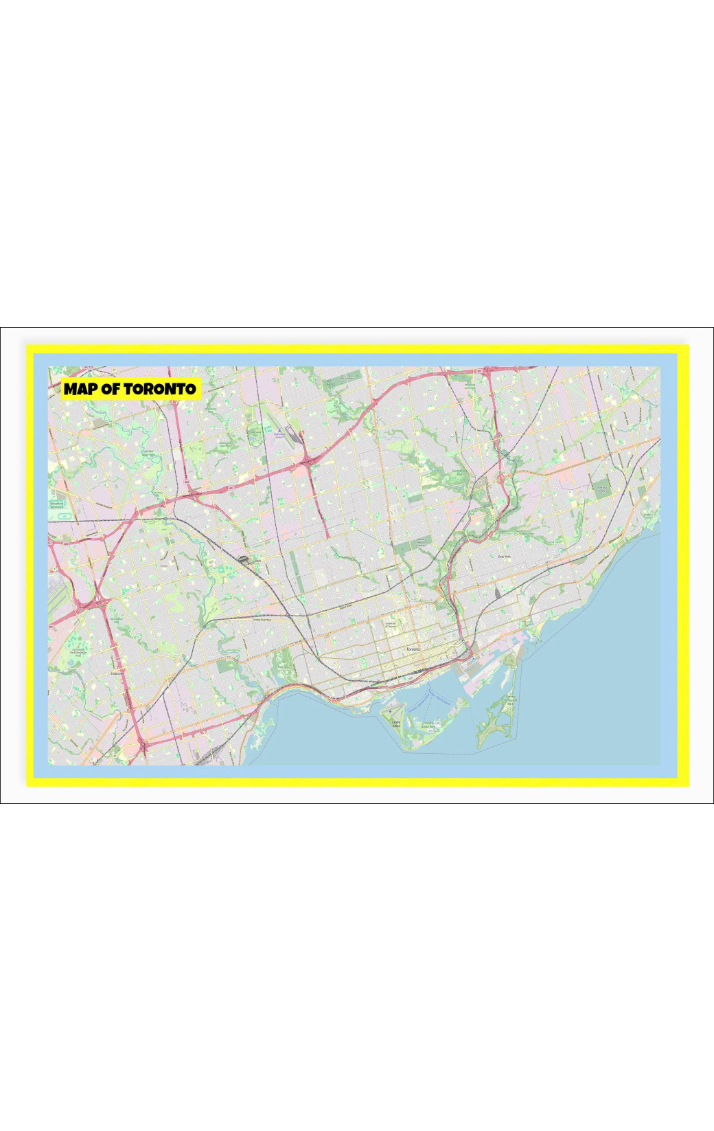 Map of Toronto with Neighborhoods, Streets, Roads, Highways and Parks ...